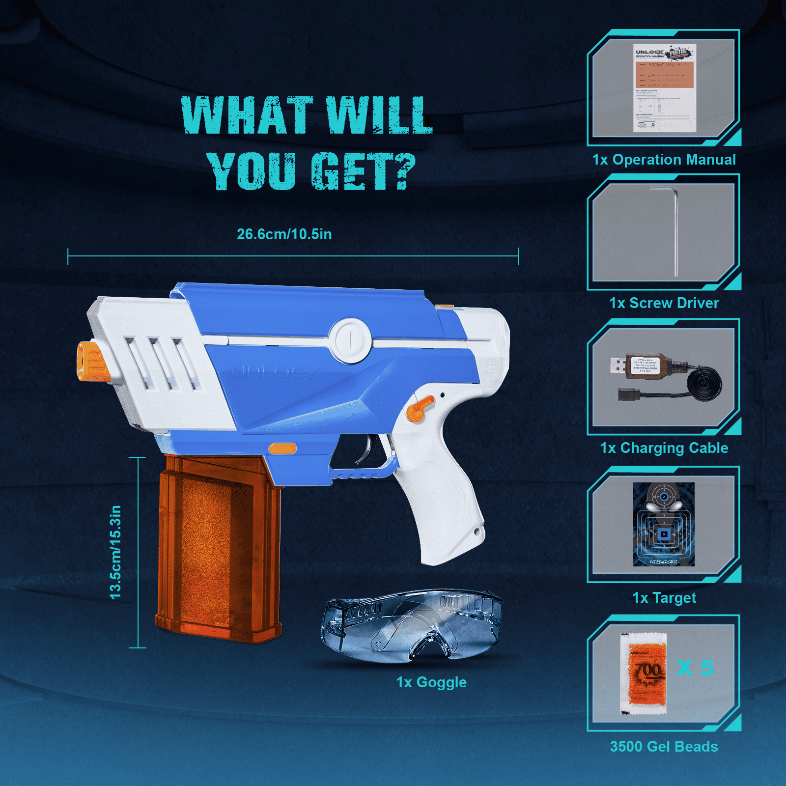 UnlocX Gel Blaster Pistol V1 | Most Powerful Gel Ball Blaster Pistol ...